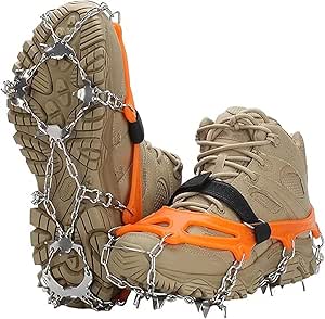 Outdoor 18/19 Tooth Ice Claw NonSlip Shoe Soles Spikes Chain Stainless ...