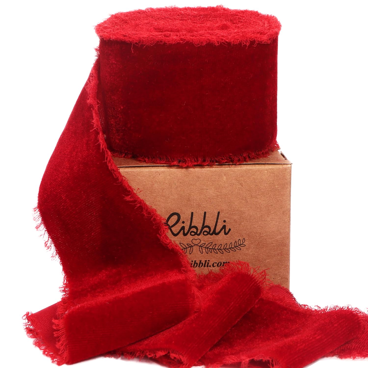 Amazon.com: Ribbli Red Velvet Ribbon 2 Inch Handmade Frayed Vintage ...