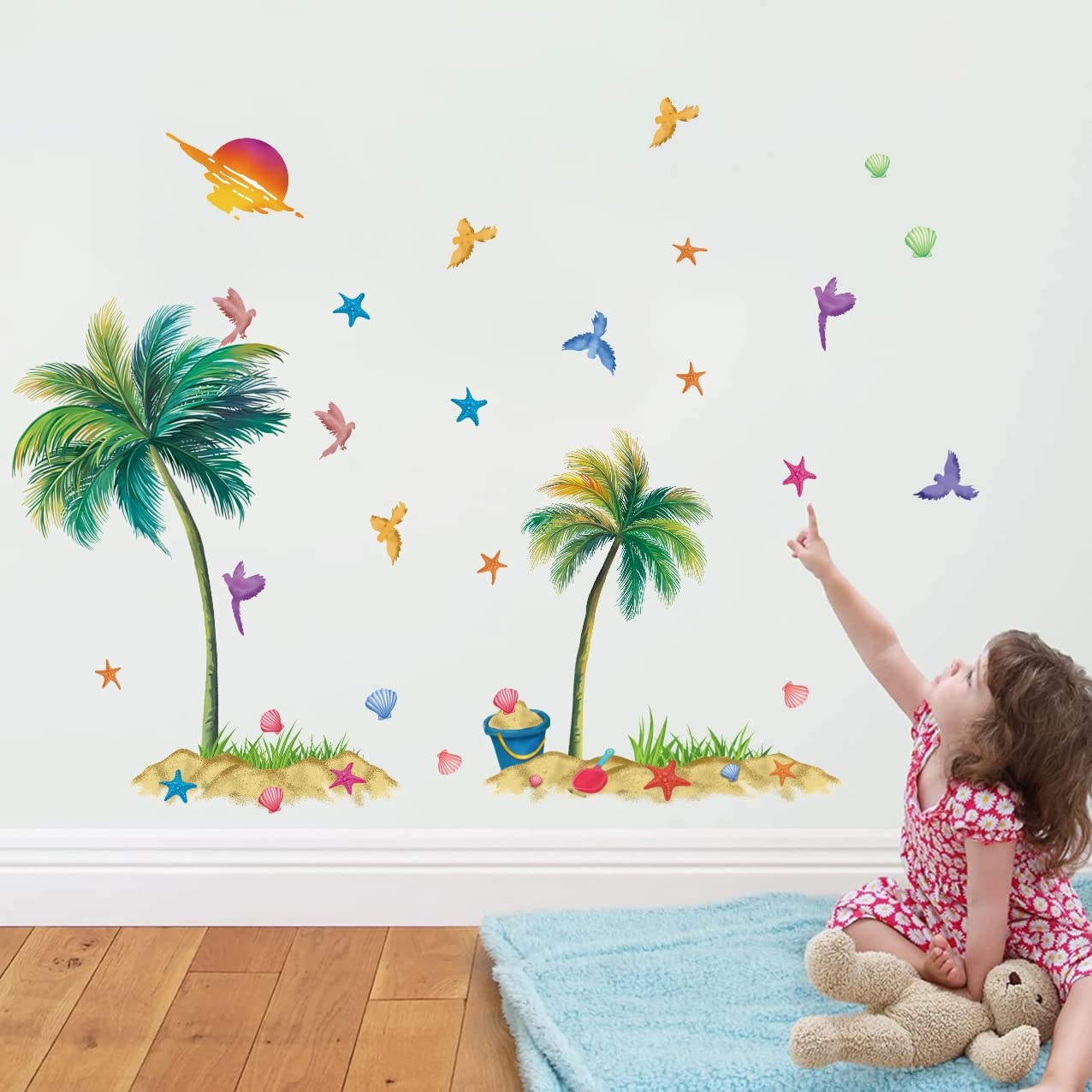 Snapklik.com : Summer Coconut Tree Wall Decal Palm Tree Wall Stickers ...