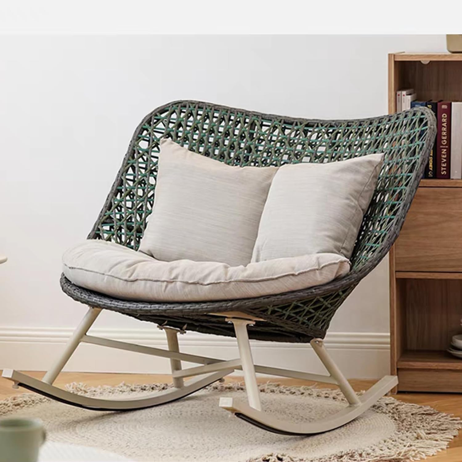 Amazon.com: OmepS Modern Metal Frame Cane Weave Upholstered Nursery ...