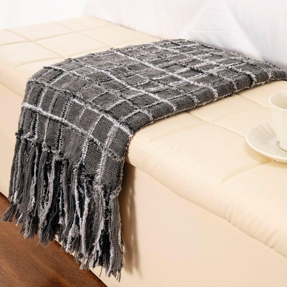 Amazon.com: Gealaek Boho Throw Blanket Dark Grey Lightweight Fuzzy Soft ...