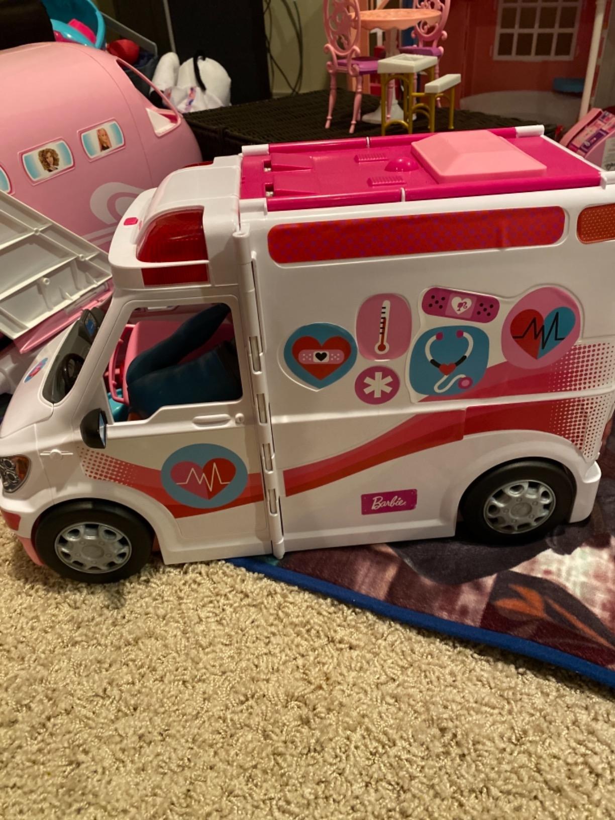 Barbie Care Clinic Vehicle Playset, Ambulance with Rolling Wheels ...