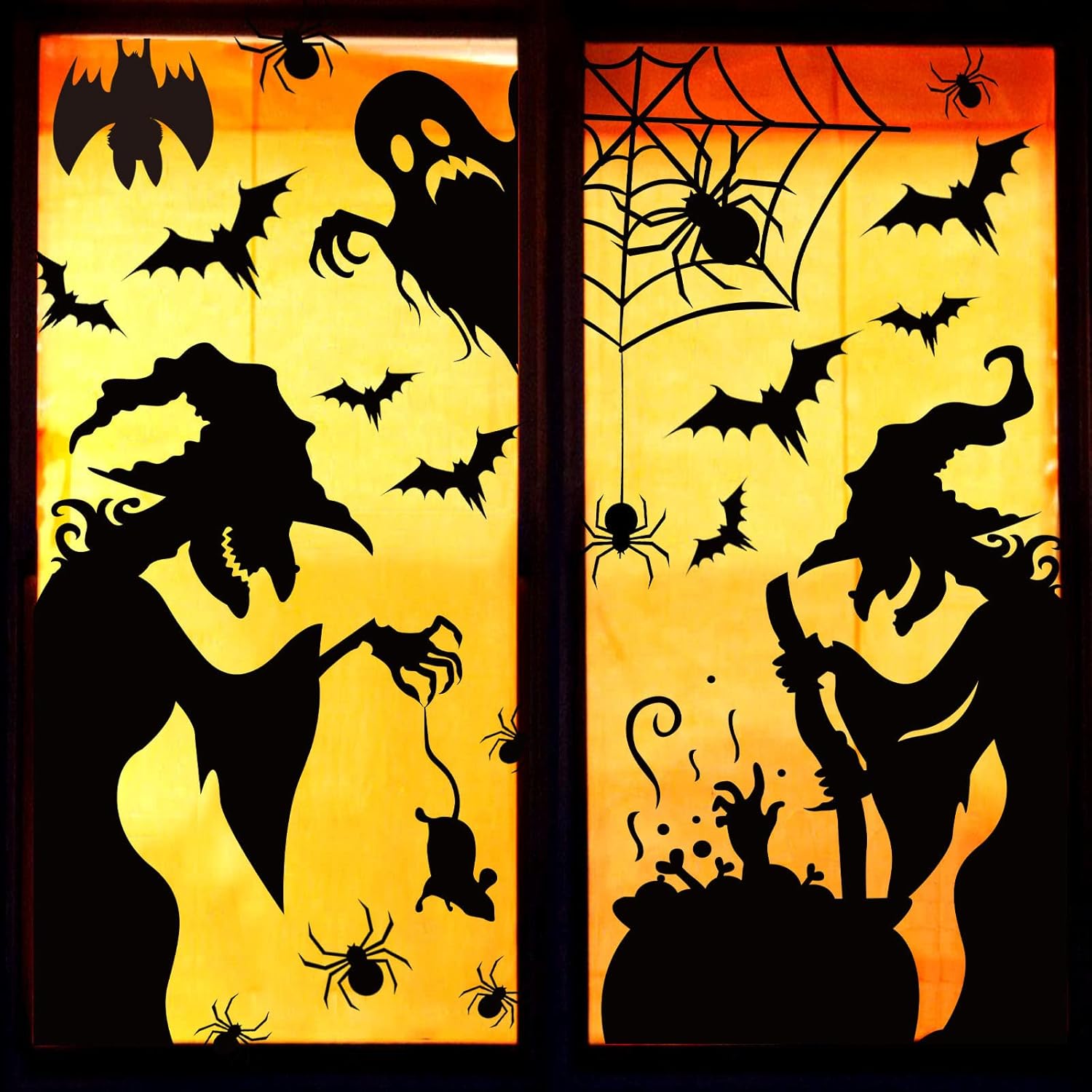 Amazon.com: Large Halloween Window Clings Decorations - Silhouette ...