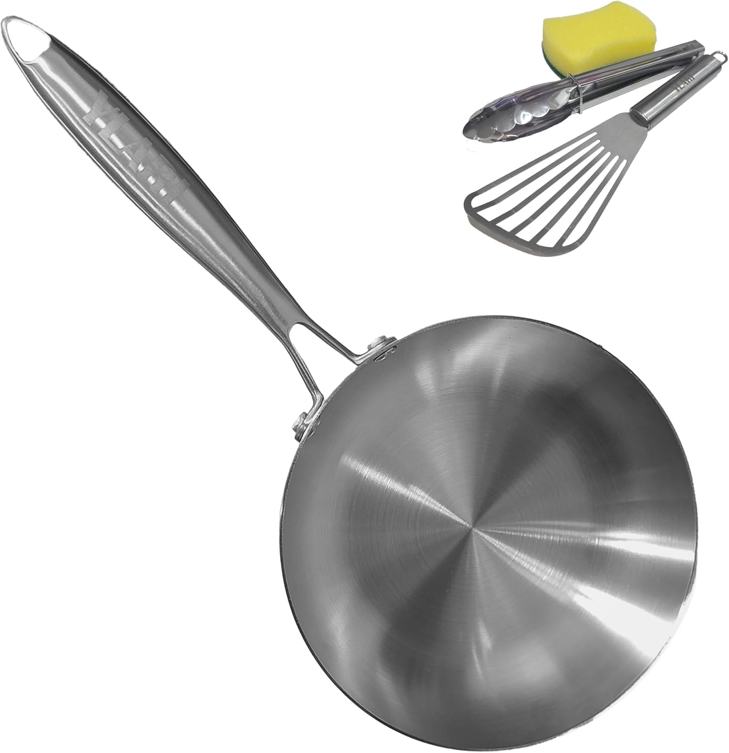 Amazon.com: YLARI 8 Inch Tri-Ply Stainless Steel Frying Pan With Extra ...