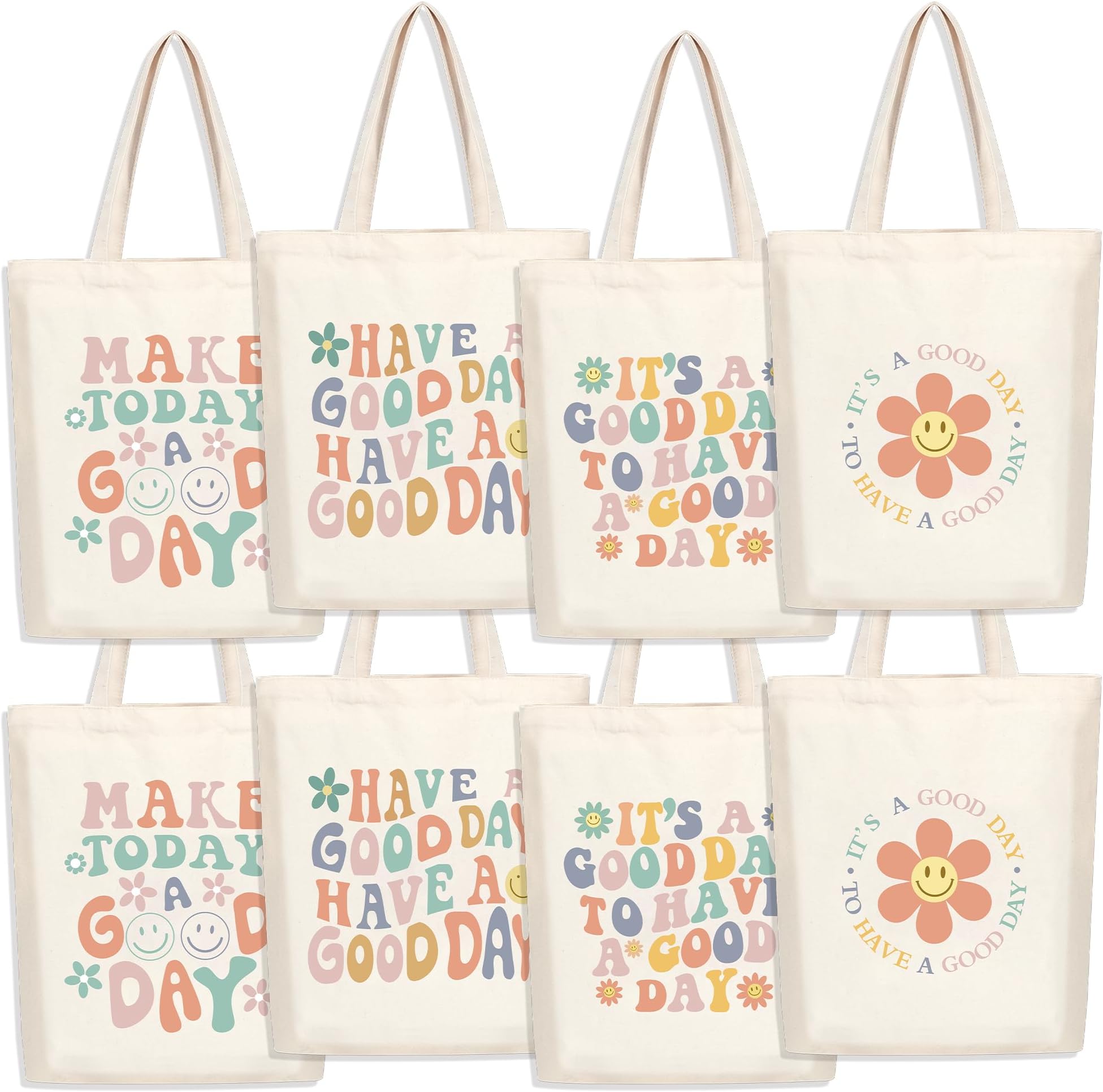 Amazon.com: SAIWEILAI ONLINE 8 Pieces Have A Good Day Tote Bags ...
