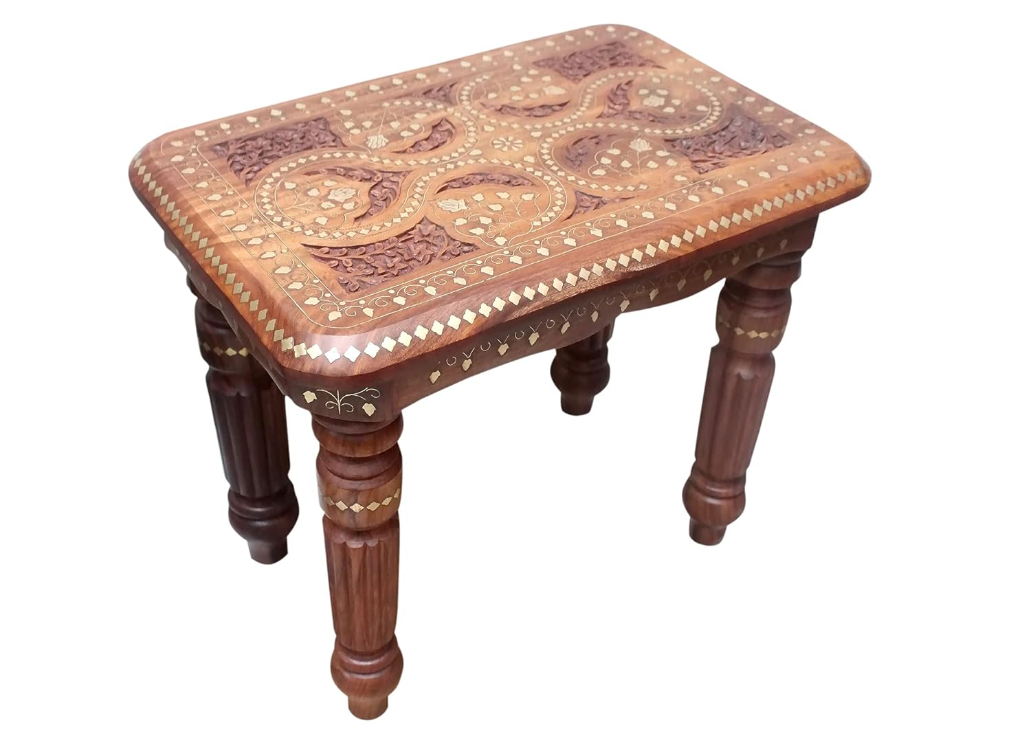 Imperial Wooden Art Premium Sheesham Handcrafted Wooden Stool with ...
