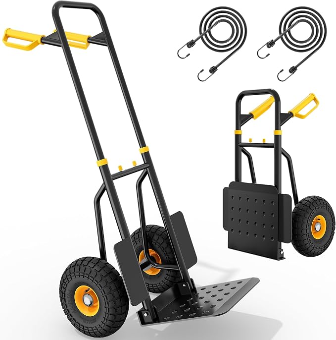 YITAHOME Foldable Hand Truck Trolley with 2x Big Industrial Wheels ...