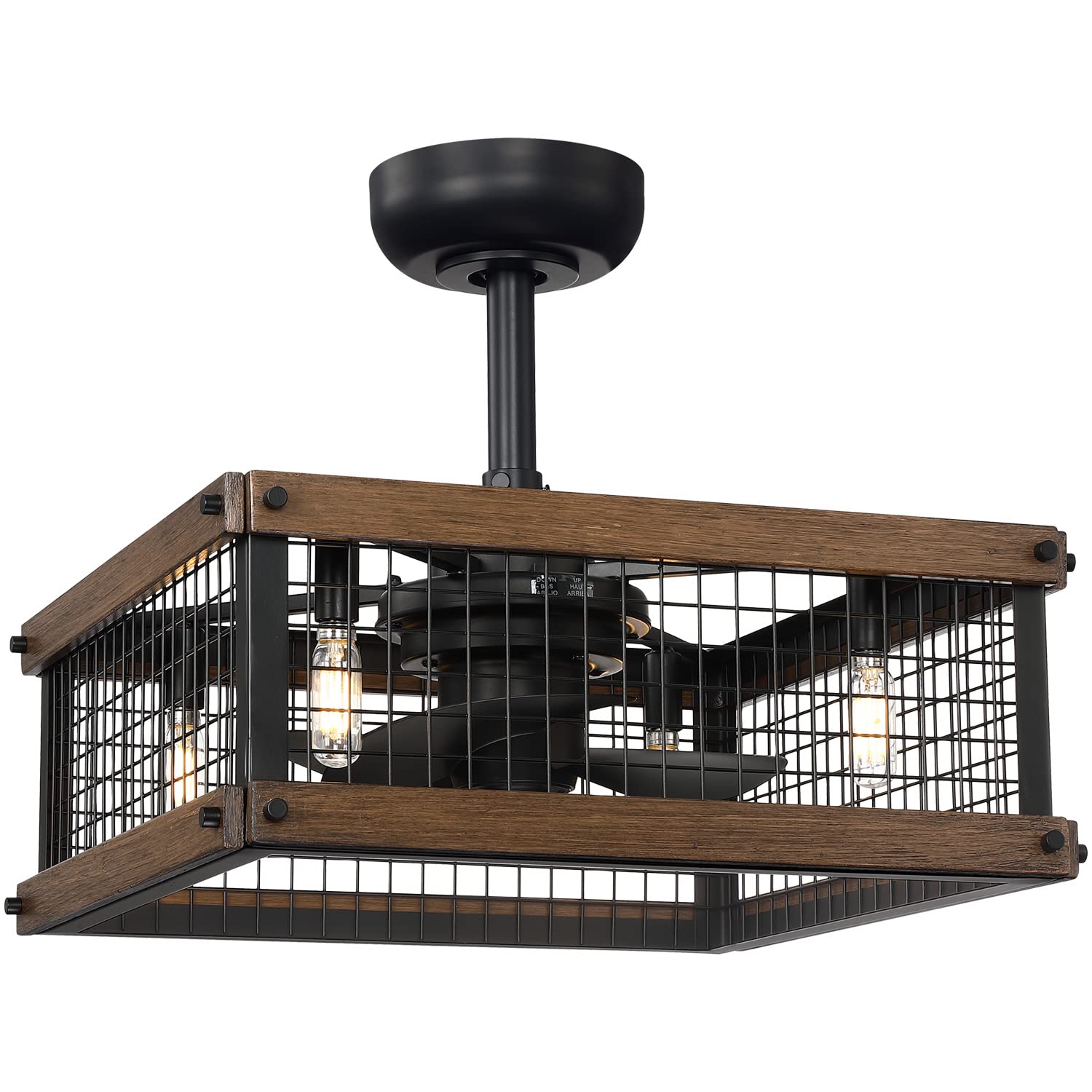 MOTINI 4-Light Caged Ceiling Fan with LED Lights and Remote Control ...