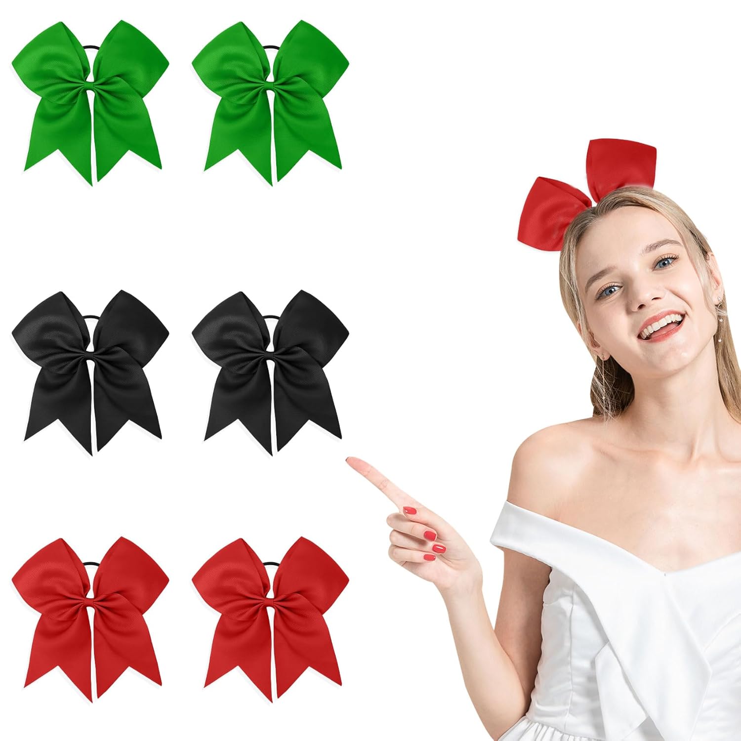 Amazon.com : 6 PCS 8" Cheer Bows for Hair, Cheerleaders, Big Hair Bow ...