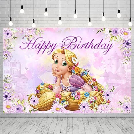 Amazon.com : Princess Rapunzel Backdrop for Birthday Party Supplies ...