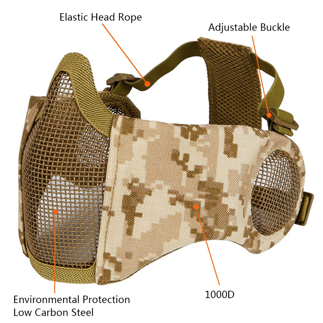 Snapklik.com : AOUTACC Airsoft Mask, Half Face Mesh Masks