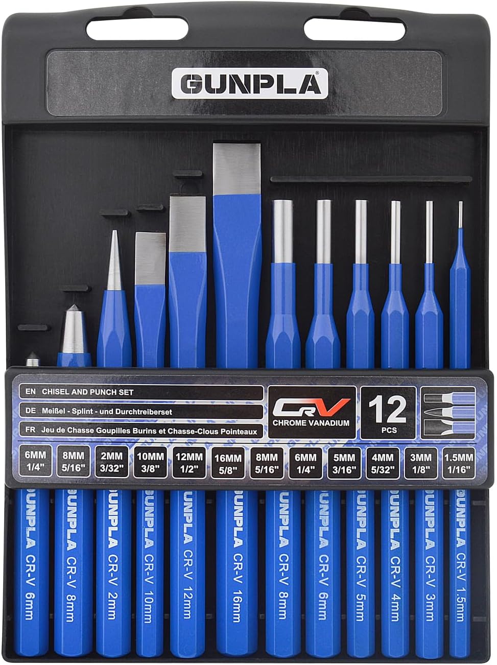 7 Piece Punch and Chisel Set Chrome Vanadium Steel in Canvas Pouch ...
