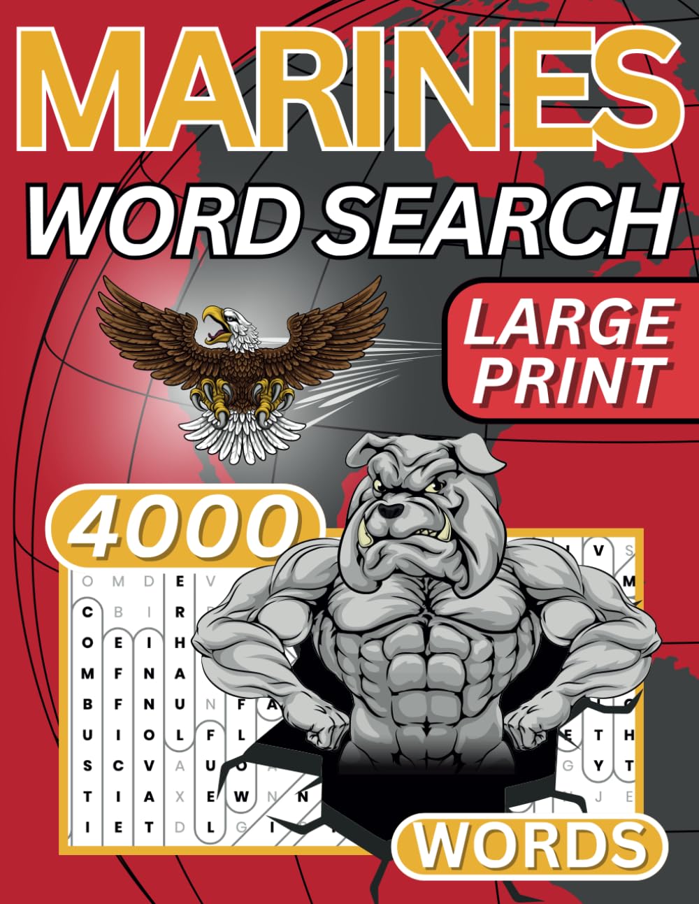 4000 Word MARINES Word Search Book in Large Print: 200 Military-Themed ...