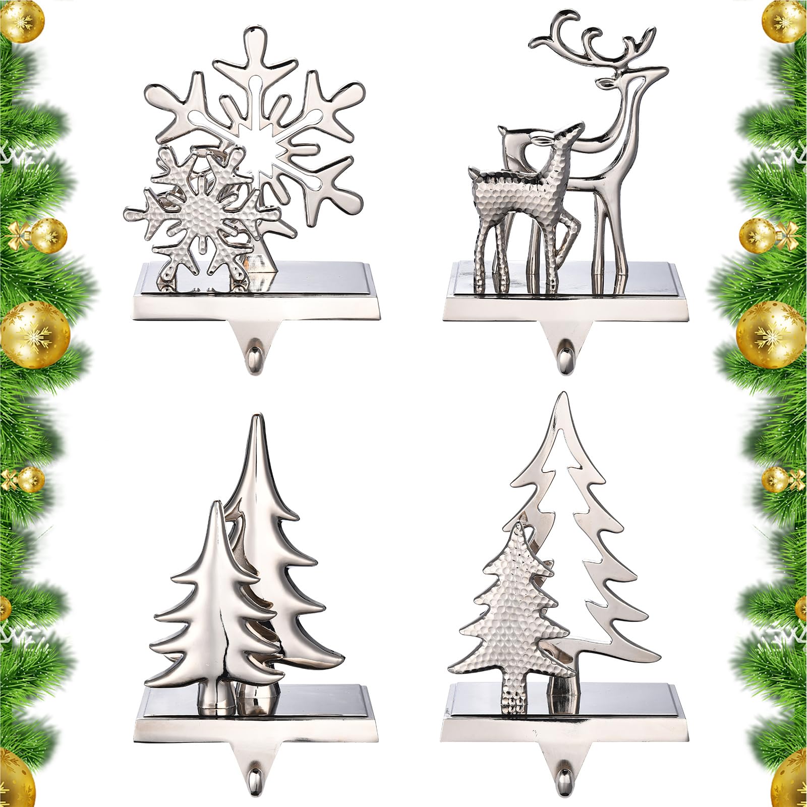 Amazon.com: Christmas Stocking Holders for Mantle Set of 4, Weighted ...