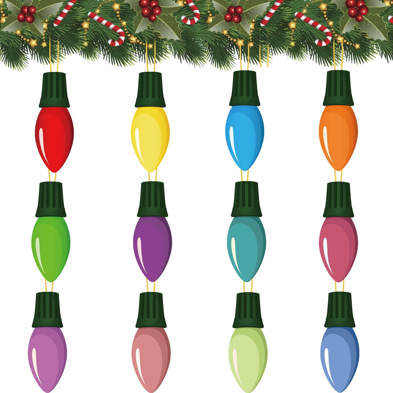 Christmas Light Bulb Clip Art Christmas Lights Font (Printable Holiday