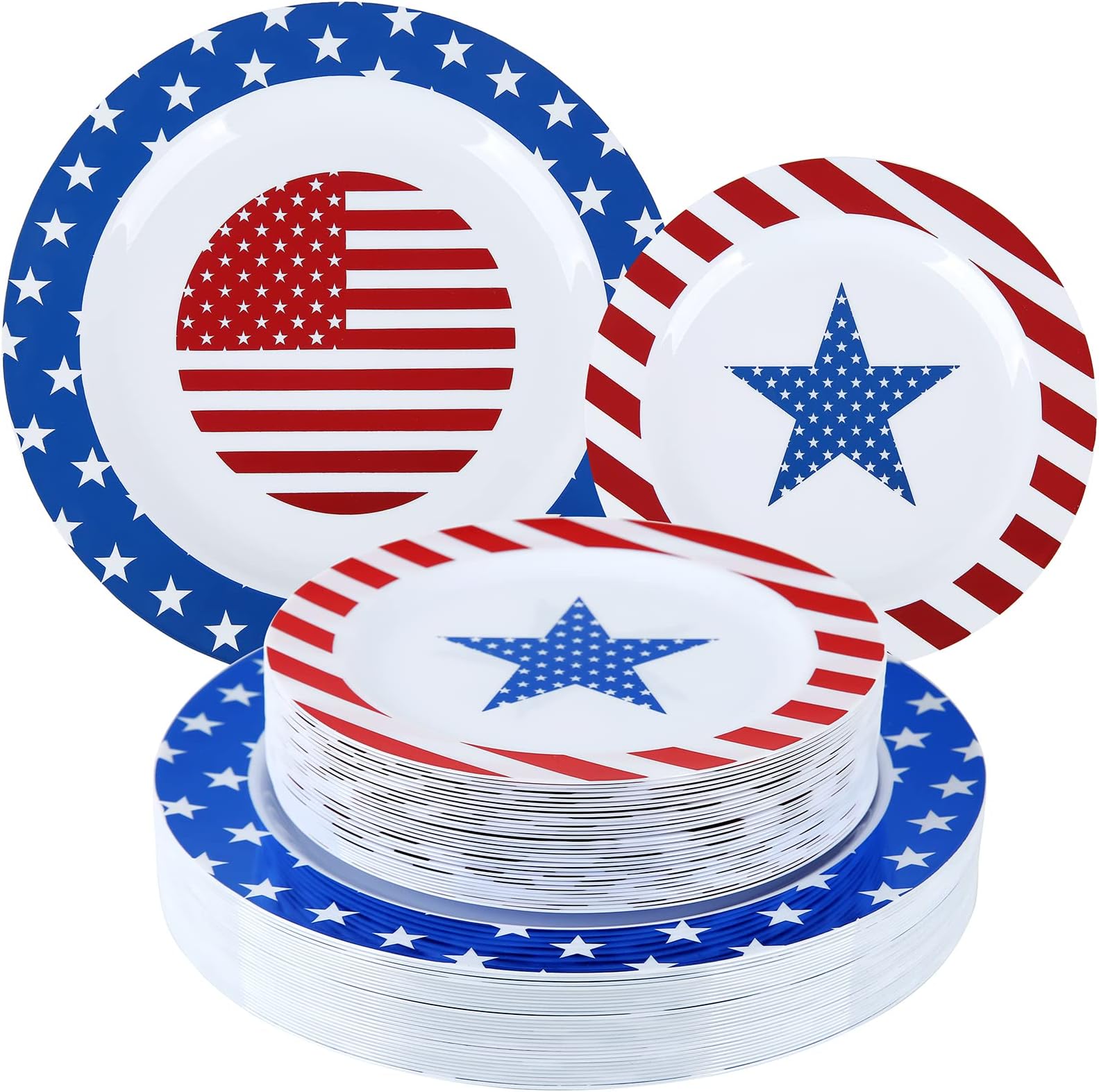 Amazon.com: Brittany 60pcs Patriotic Plastic Plates, 4th of July ...