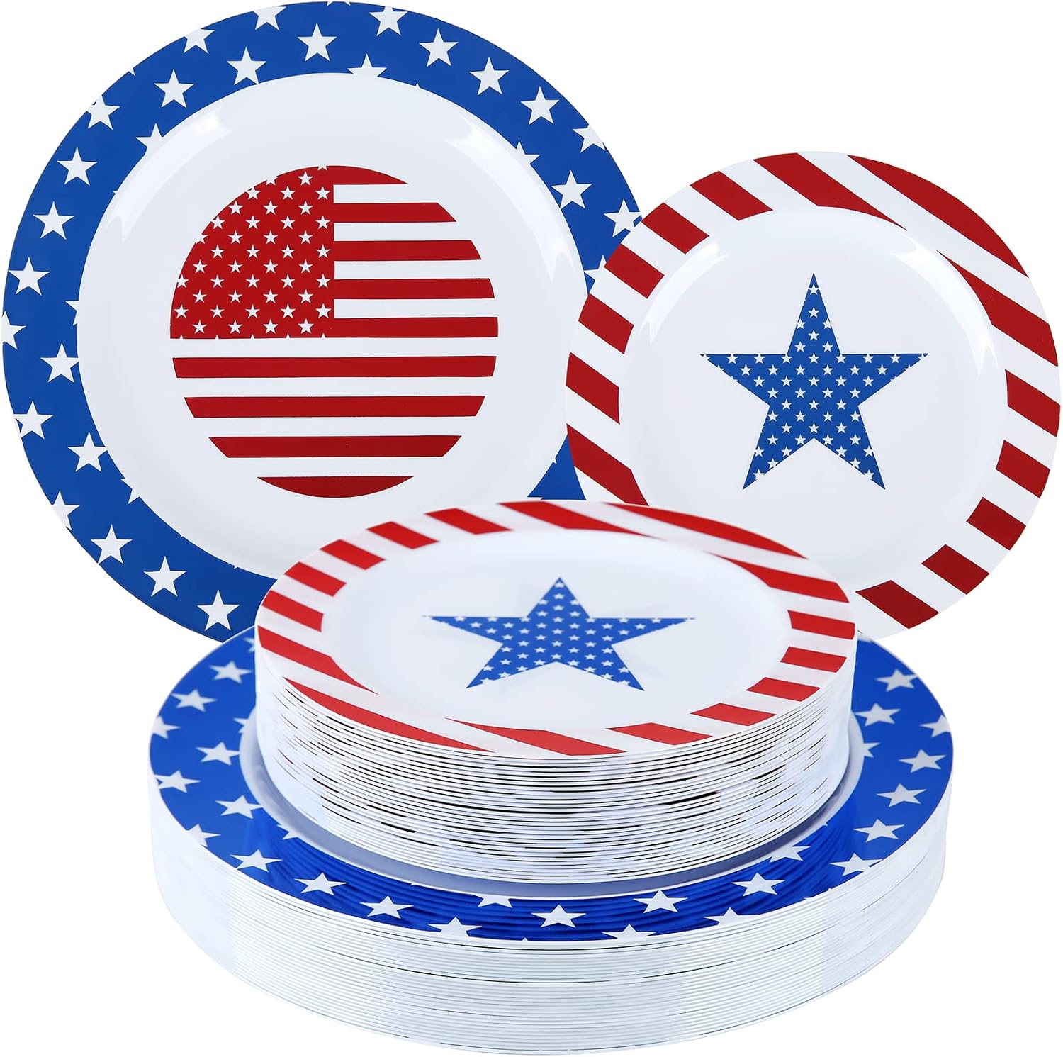 Amazon.com: Brittany 60pcs Patriotic Plastic Plates, 4th of July ...