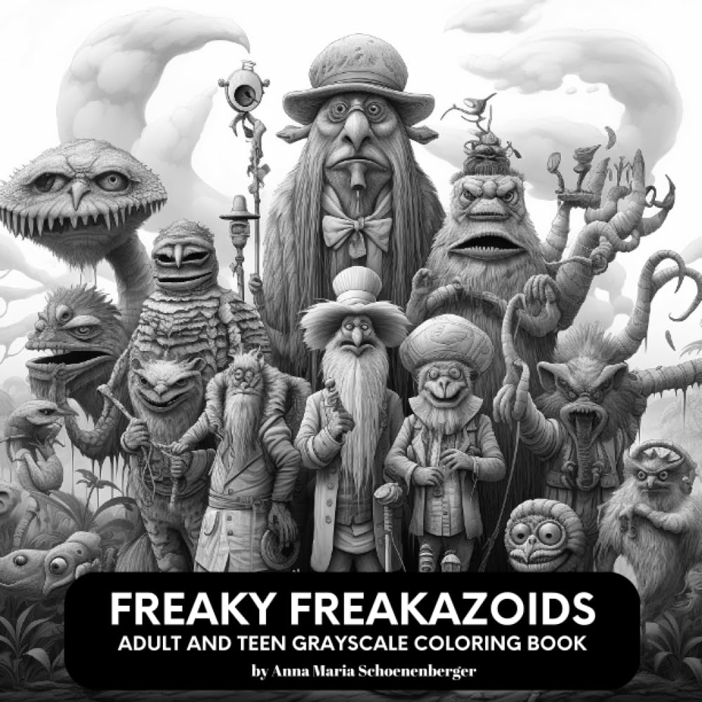 Amazon.com: FREAKY FREAKAZOIDS Horror Grayscale Coloring Book: for ...