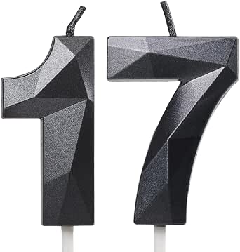 Amazon.com: Number 17 Candles,17th Birthday Candles, Black Happy ...