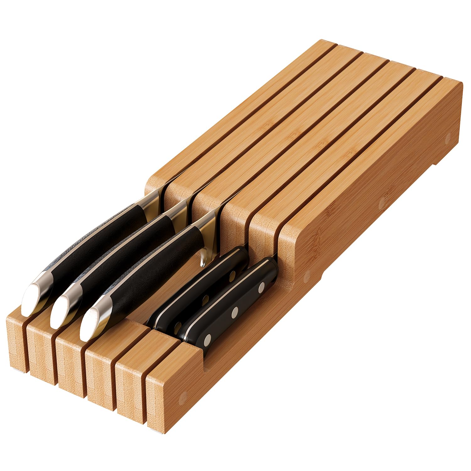 Snapklik.com : In-Drawer Knife Organizer Bamboo Knife Block, Drawer ...