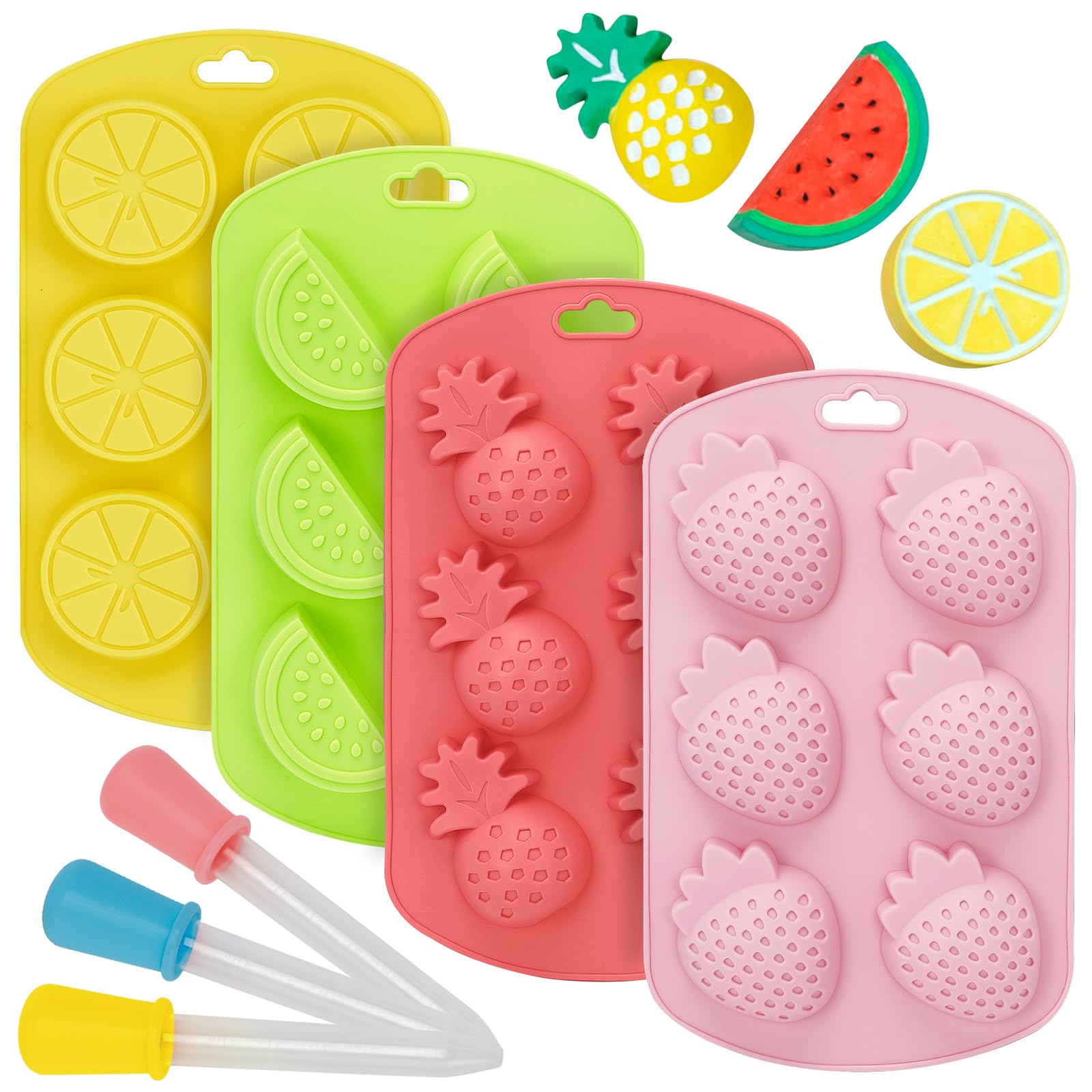 Amazon.com: 4PCS Fruit Shape Silicone Mold with 3Pcs Dropper, Pineapple ...