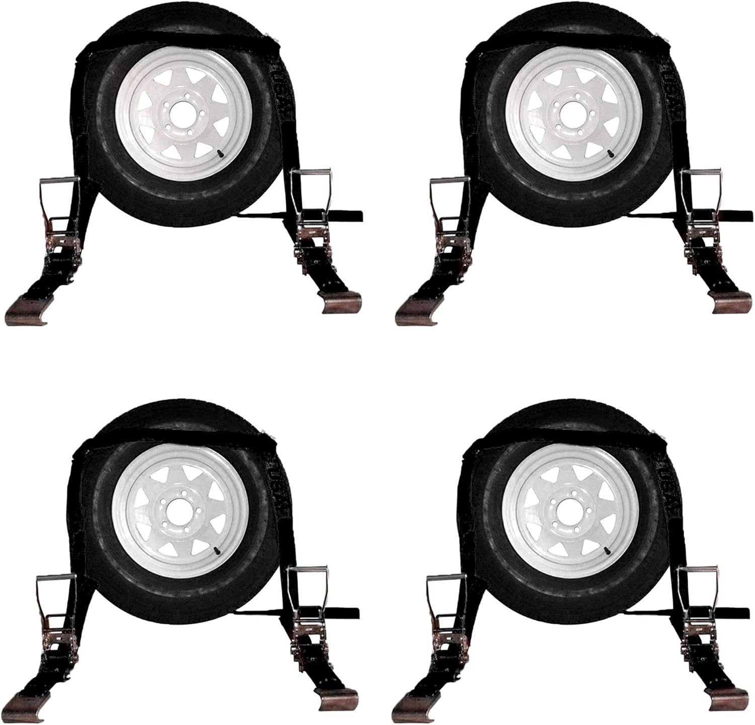 Amazon.com: 4 Pack - RuggedTow Black Flatbed Tie Down Straps 3,335lbs w ...