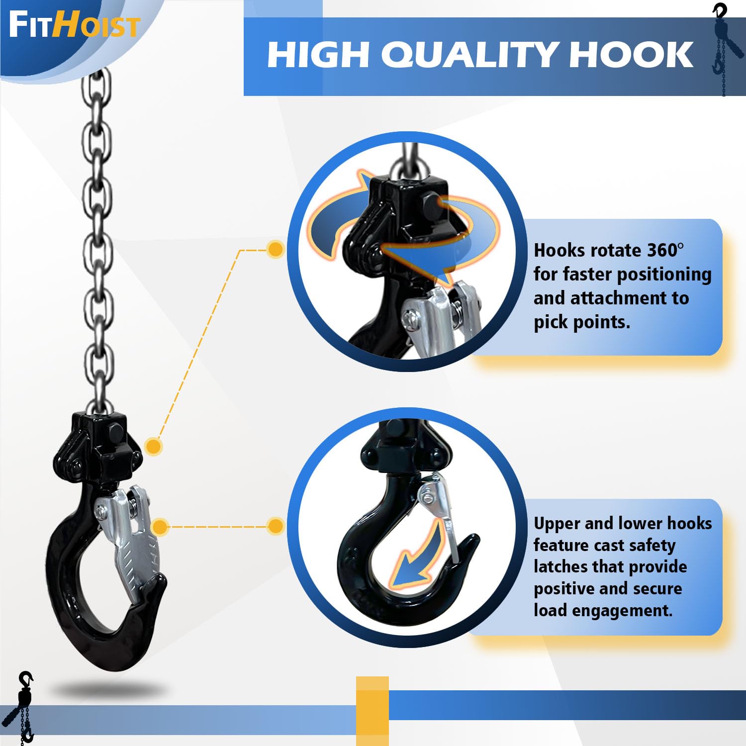 Snapklik.com : FITHOIST Chrome Plated Mini Chain Hoist 1/4 Ton 550Lbs ...