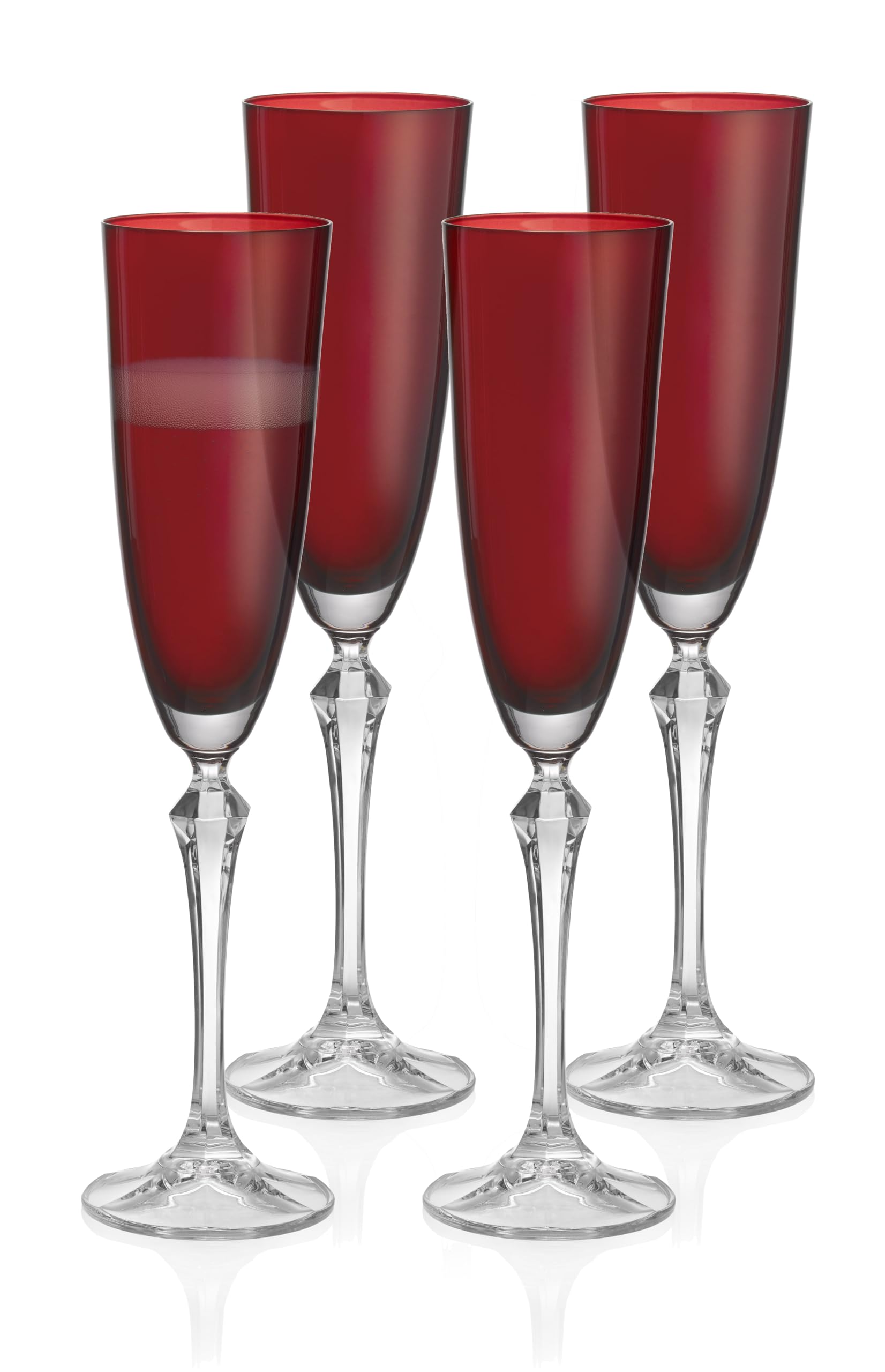 Snapklik.com : Barski Champagne Flute Glasses - Set Of 4 - Ruby (Red ...