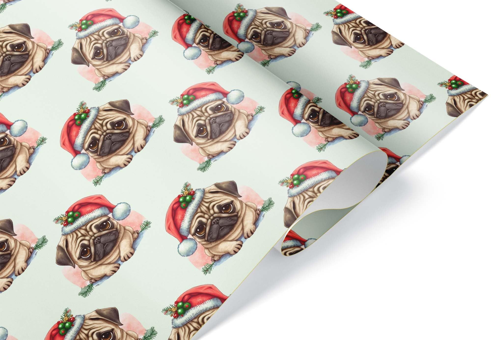 Amazon.com: Cute Baby Pug Thick Wrapping Paper Christmas Gift Wrap Pet ...