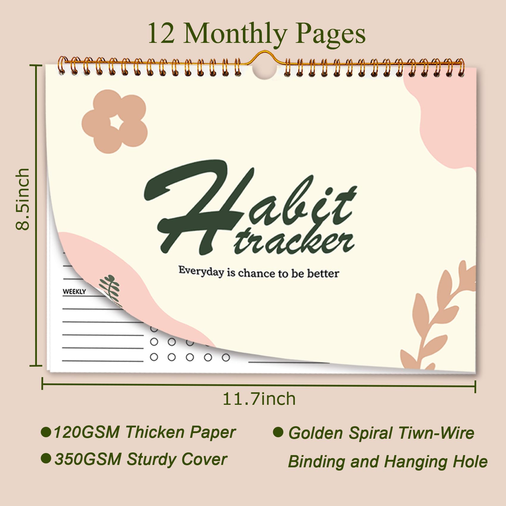 Snapklik.com : Habit Tracker Calendar - 12 Months Undated Daily Goal ...