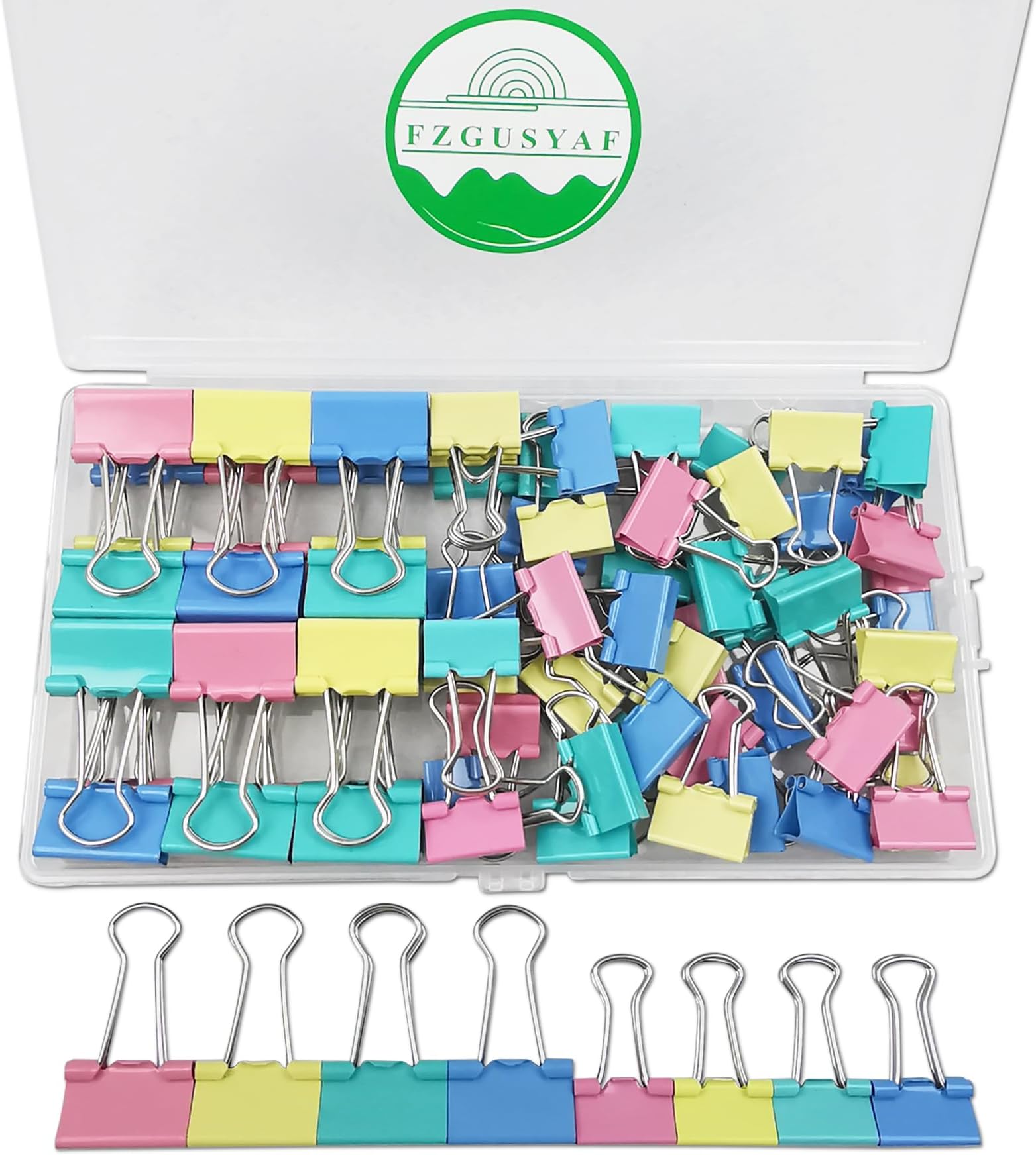 FZGUSYAF 72PCS Binder Clips Coloured Foldback Clips Metal Bulldog Clips ...