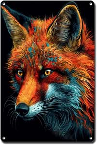 Amazon.com: Lygond Metal Sign Tin Sign Vintage Wall Art Red Fox ...