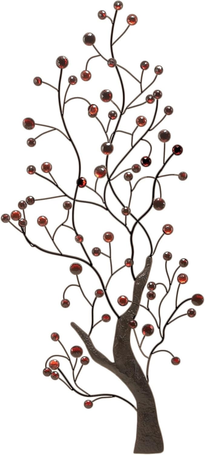 Amazon.com: Big Ruby Jewel Trees of Life Metal Wall Art Sculpture Home ...