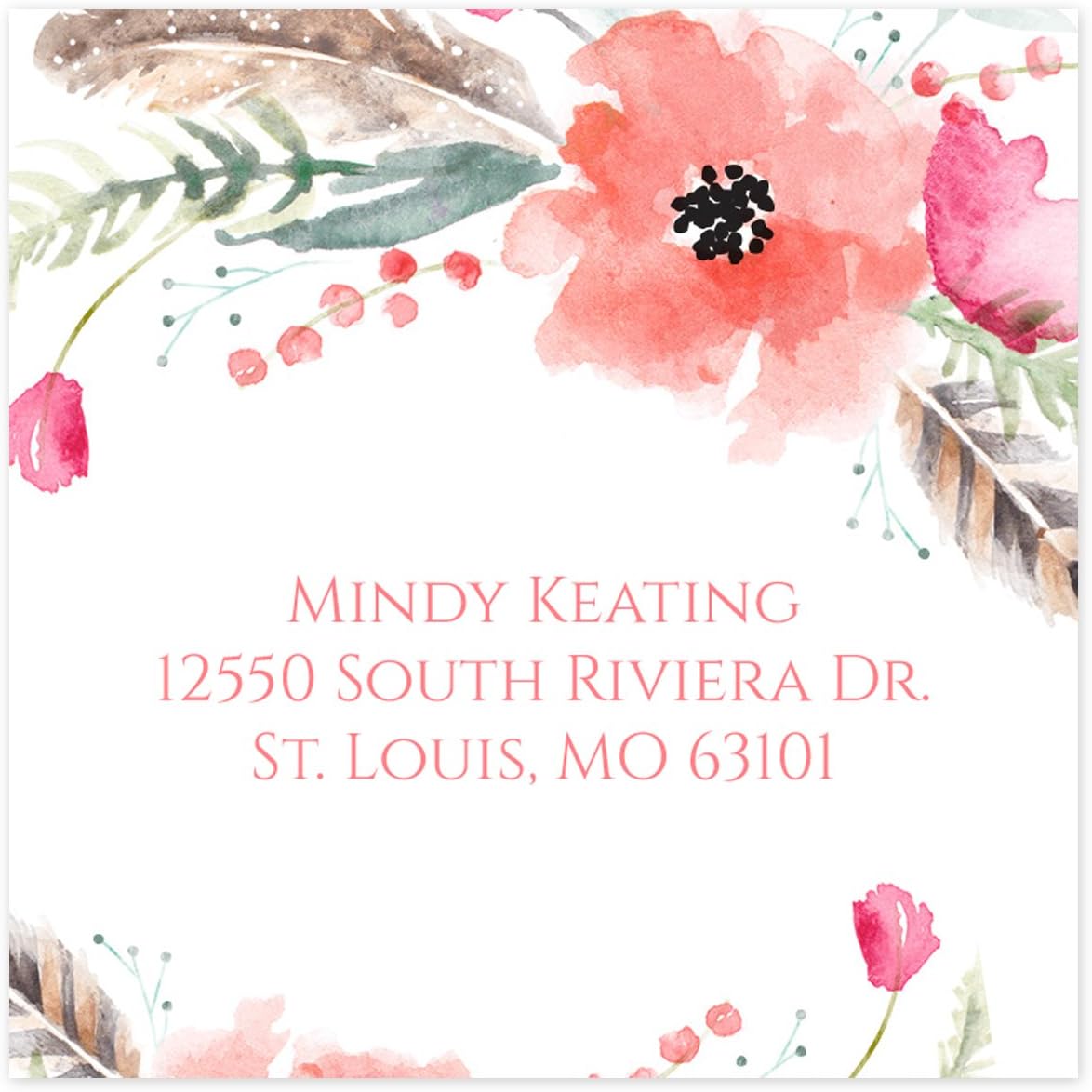 Amazon.com : Boho Floral Square Address Labels/Self-Adhesive Custom ...