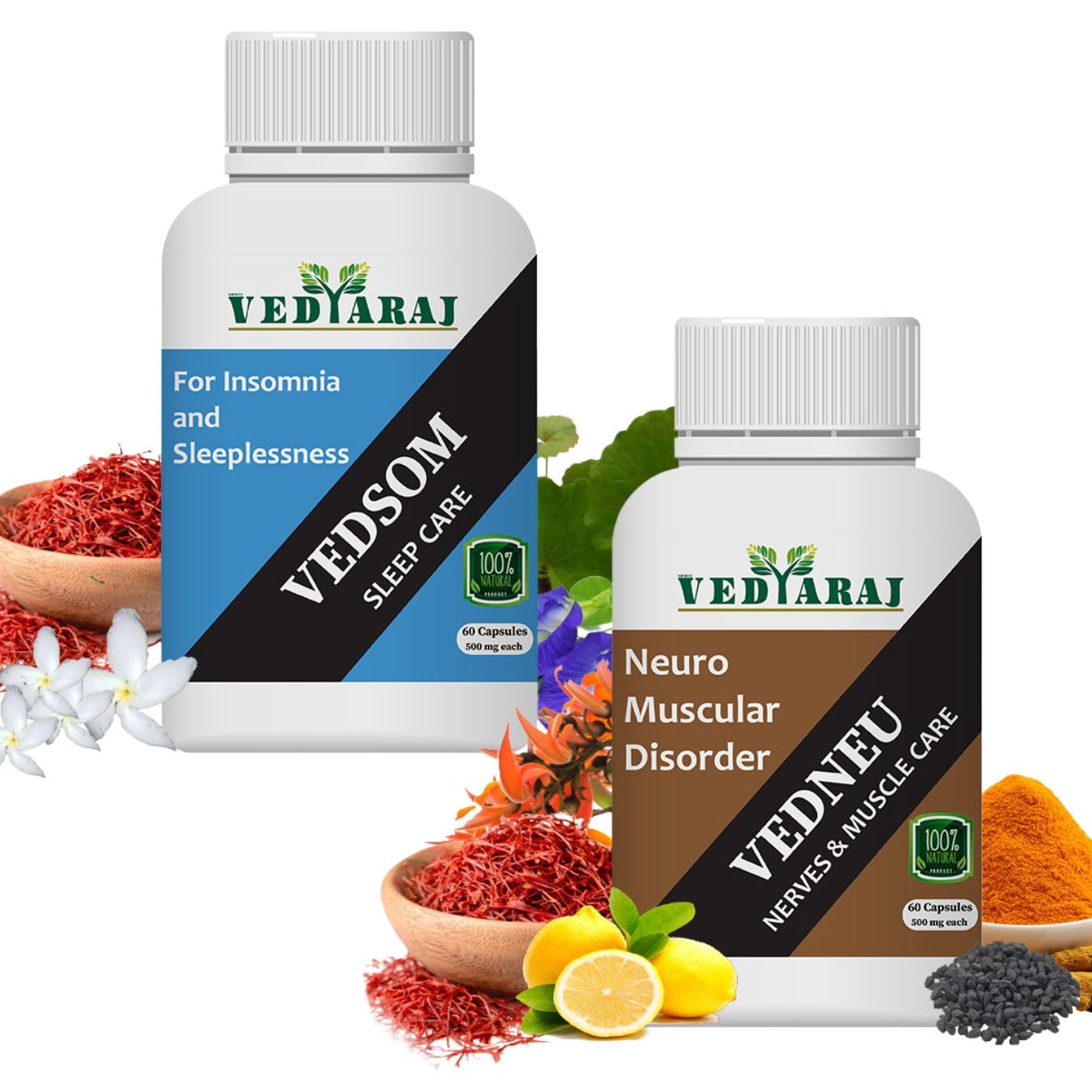 The Ultimate Sleep and Nerve Health Combo, 1Pack each of Vedsom and ...