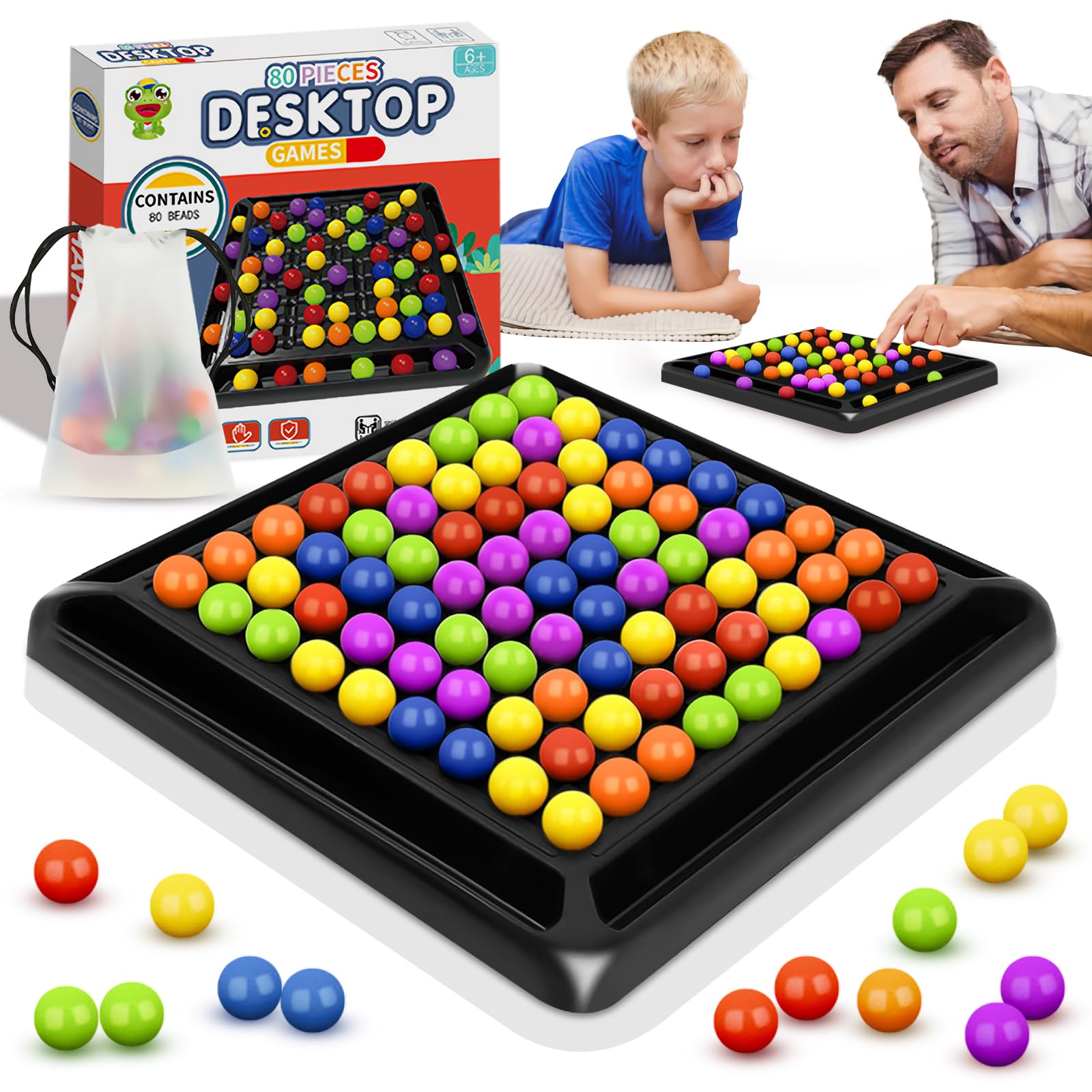 80PCS Intellectual Chessboard, Rainbow Ball Elimination Game ...