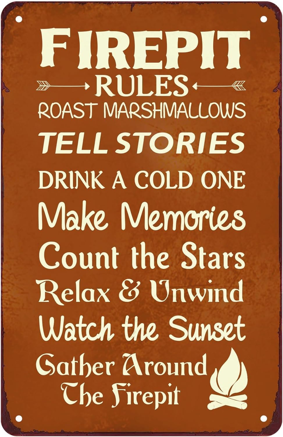 Amazon.com: Cosrkee Fire Pit Rules Aluminum Tin Sign Man Cave Wall ...