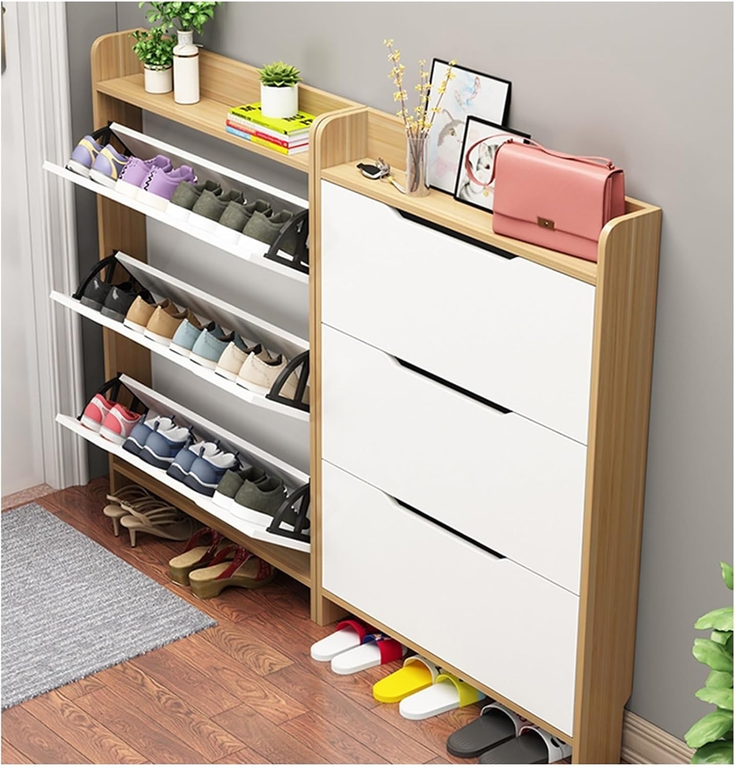 Meuble a Chaussure Entree Bois,Rangement Chaussure,Armoire Chaussure ...