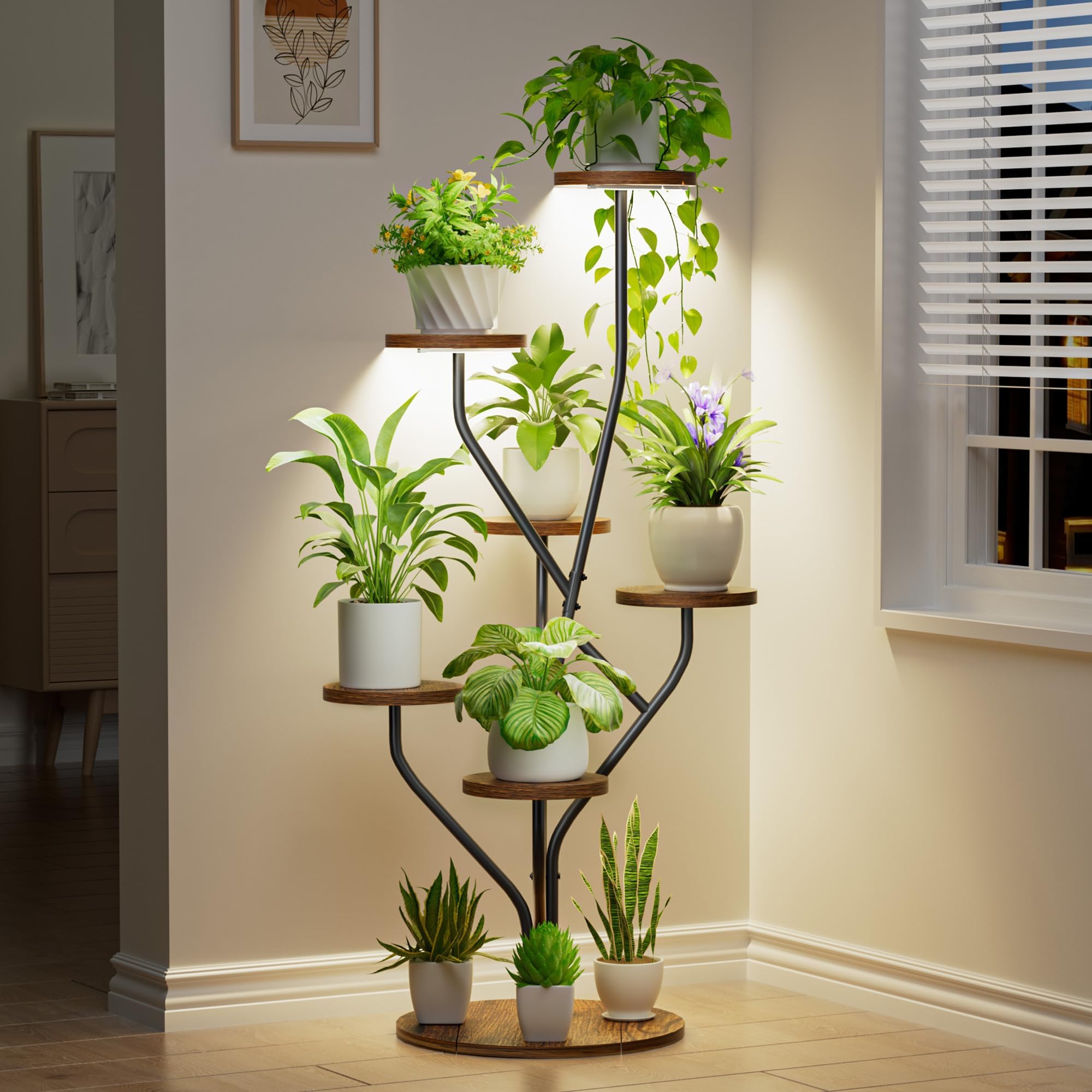 Amazon.com: Plant Stand Indoor, Corner Plant Stand with Grow Lights ...