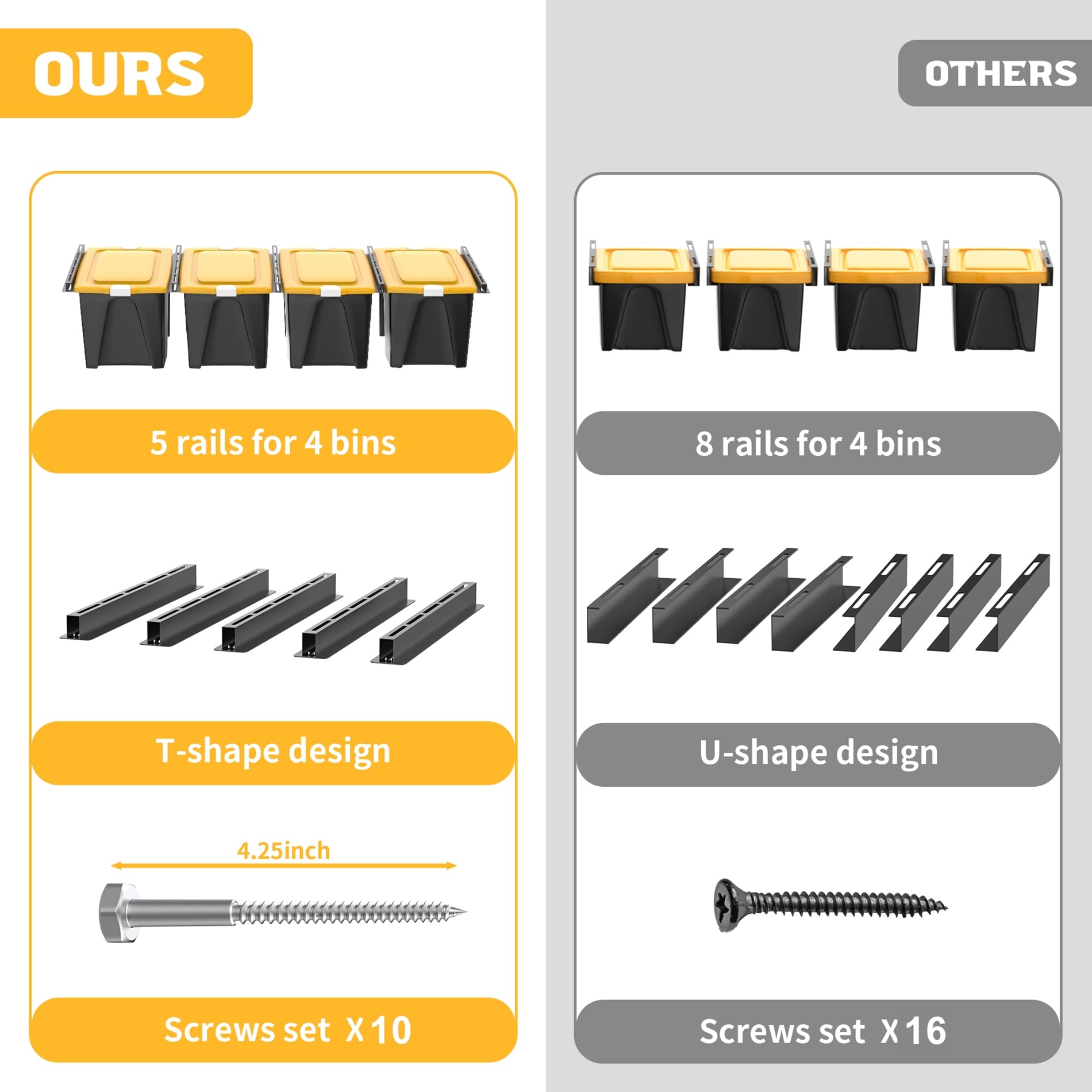 Snapklik.com : WALMANN Overhead Tote Storage Rails, Heavy Duty Garage ...