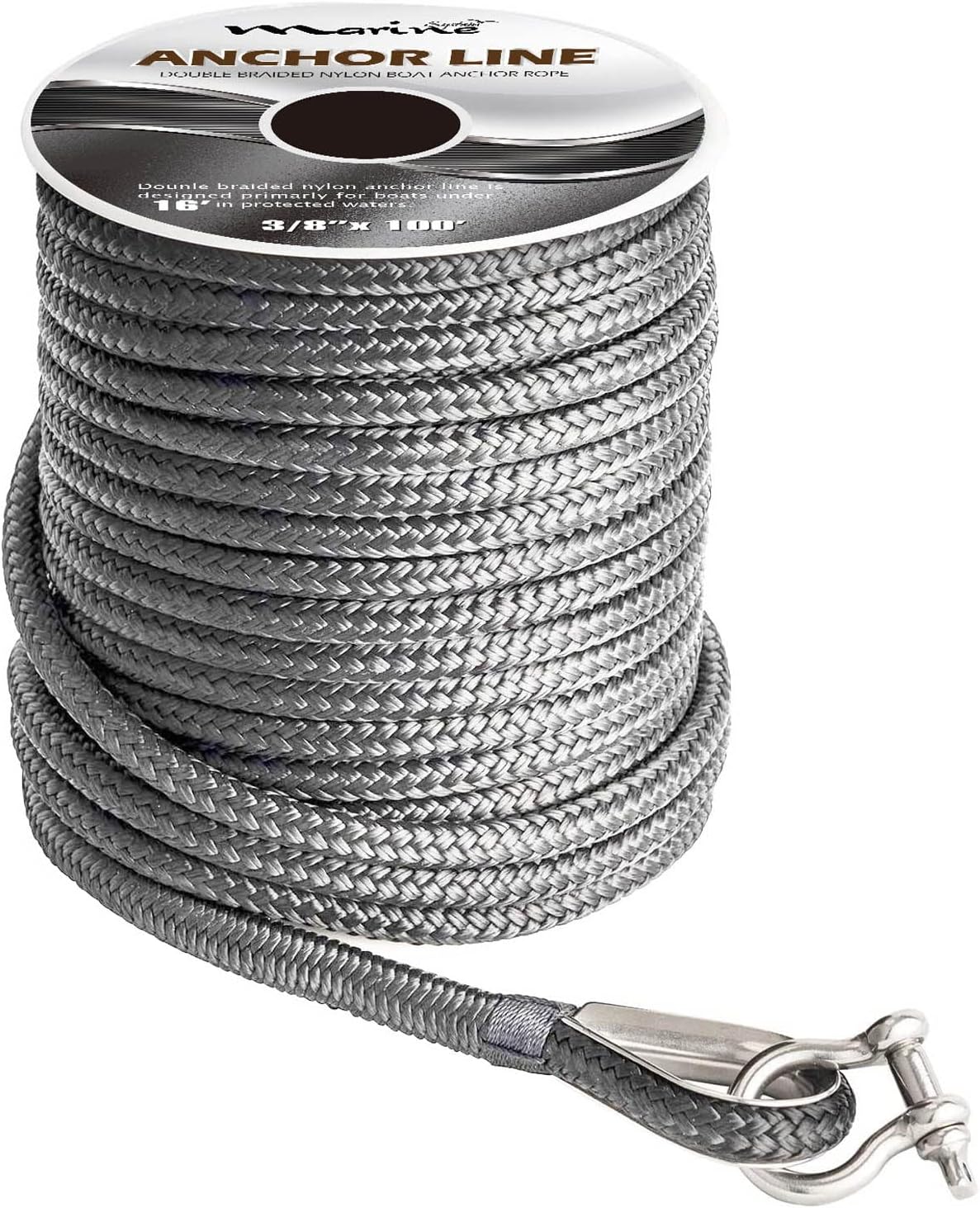 Amazon.com: Young Marine Made 3/8 Inch 100FT 150FT Black Nylon Anchor ...