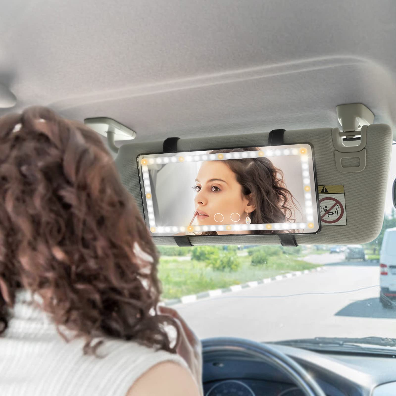 Snapklik.com : Car Vanity Mirror, Rechargeable Makeup Car Visor Mirror ...