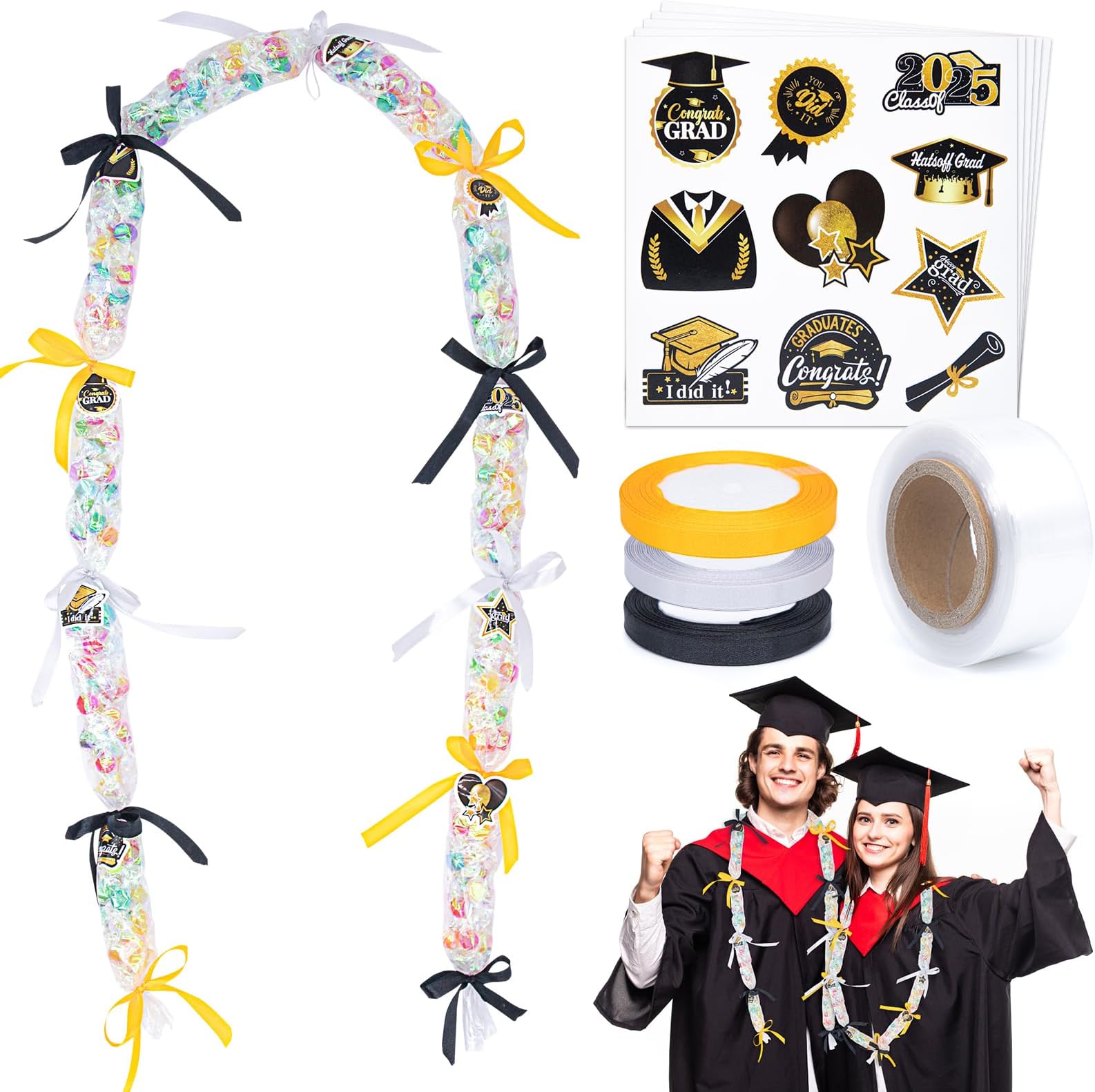 Amazon.com: Kisston Graduation Candy Lei Making Kit Includes 12 Pcs ...