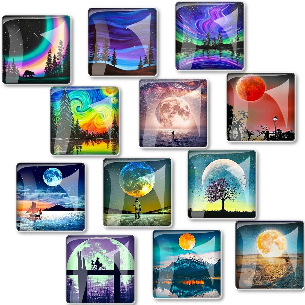 Amazon.com: 12Pcs Glass strong magnetic Refrigerator Magnet - Square ...