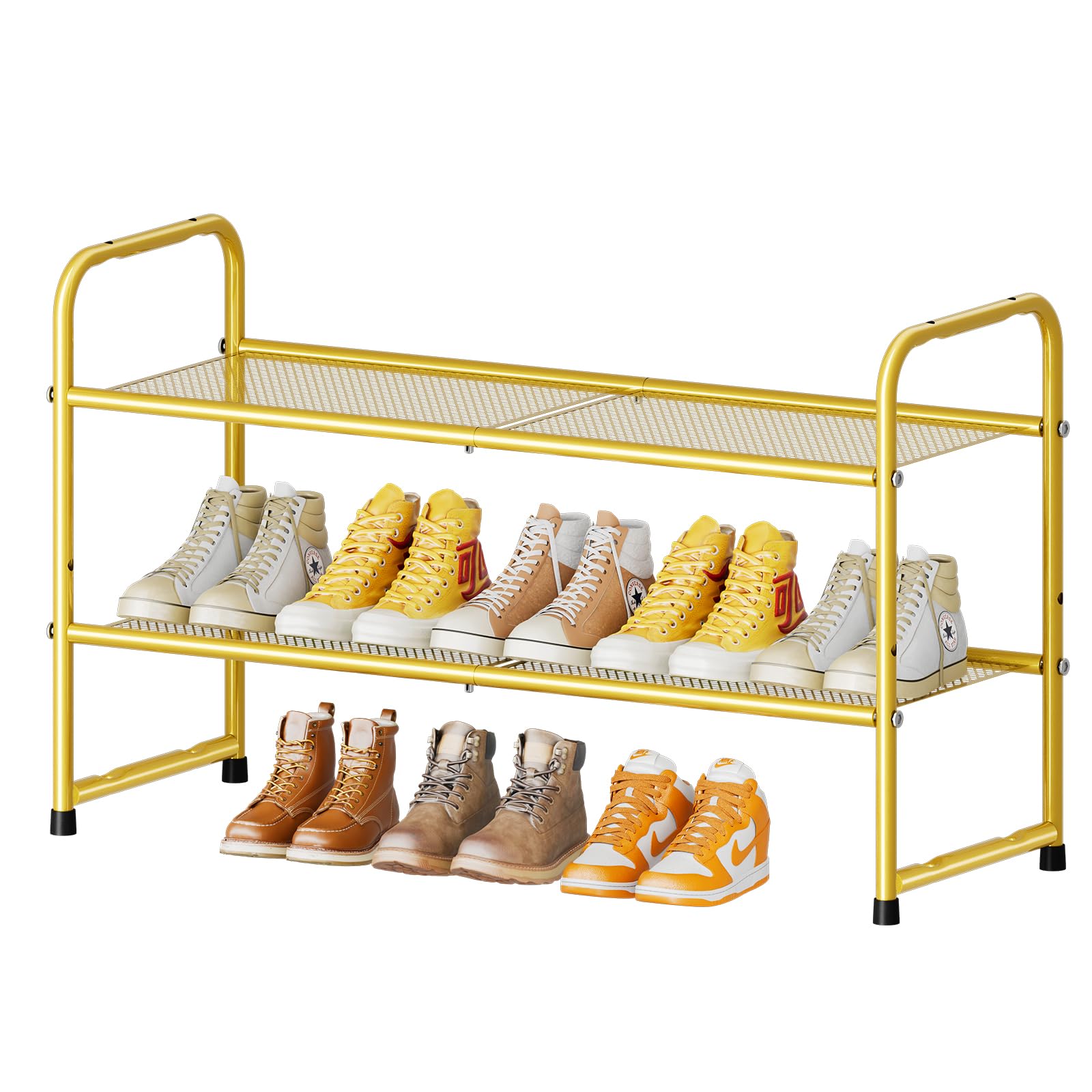 Amazon.com: SUFAUY 2 Tier Mesh Shoe Rack, Stackable Metal 32" L Shoe ...