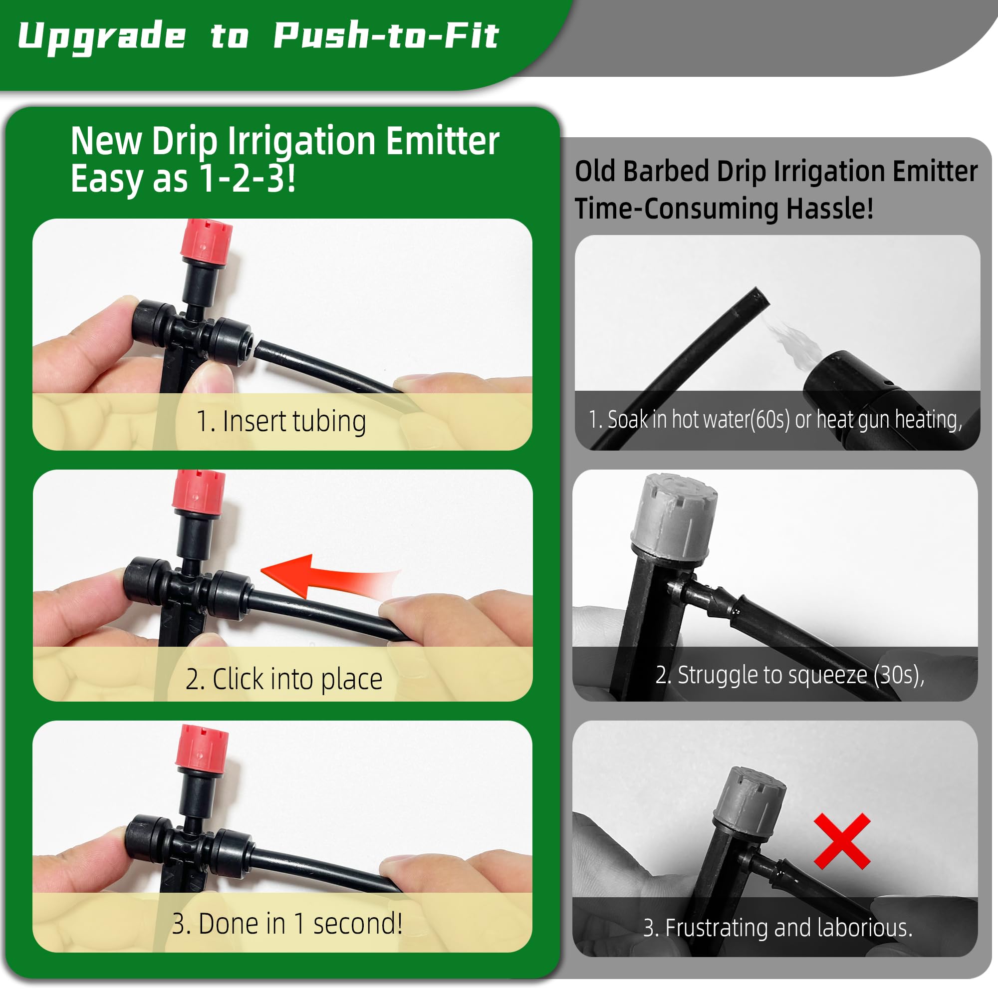 Snapklik.com : 20PCS Push-to-Fit Drip Irrigation Emitters For 1/4 Inch ...