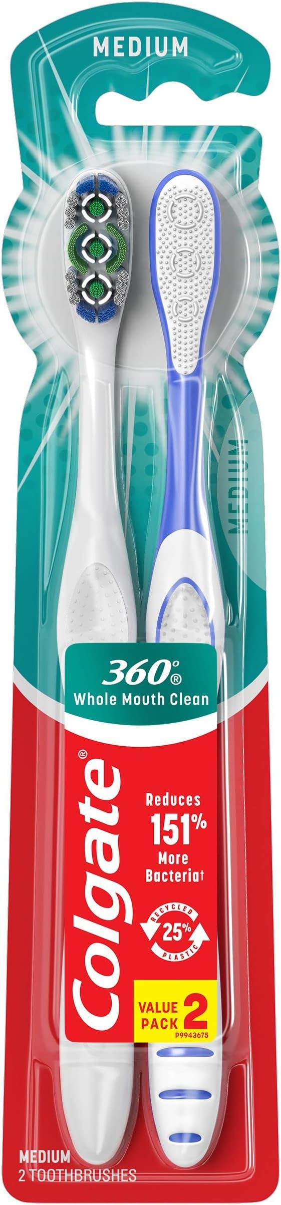 Amazon.com: Colgate 360° Toothbrush with Tongue and Cheek Cleaner ...