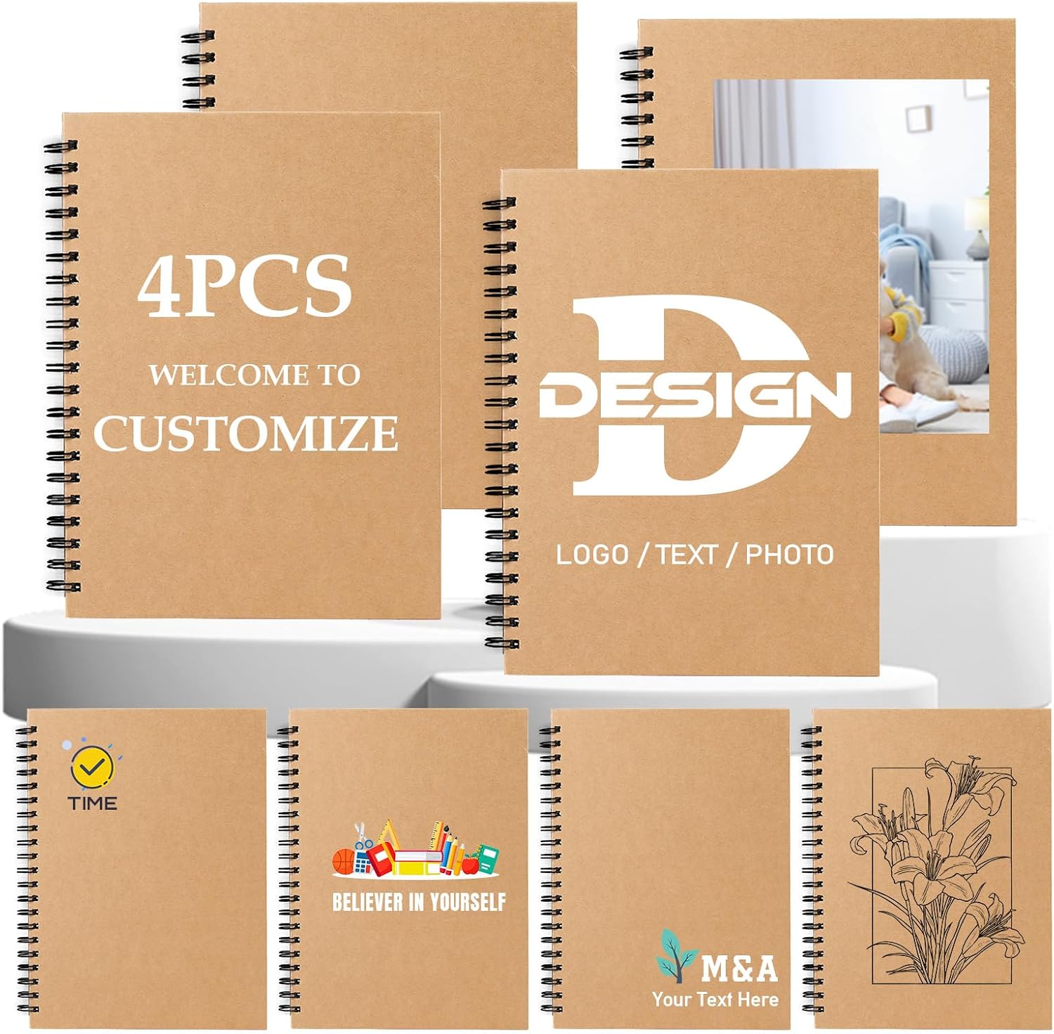 Amazon.com : Custom Spiral Notebook - Upload Your Own Photo/Logo/Text ...