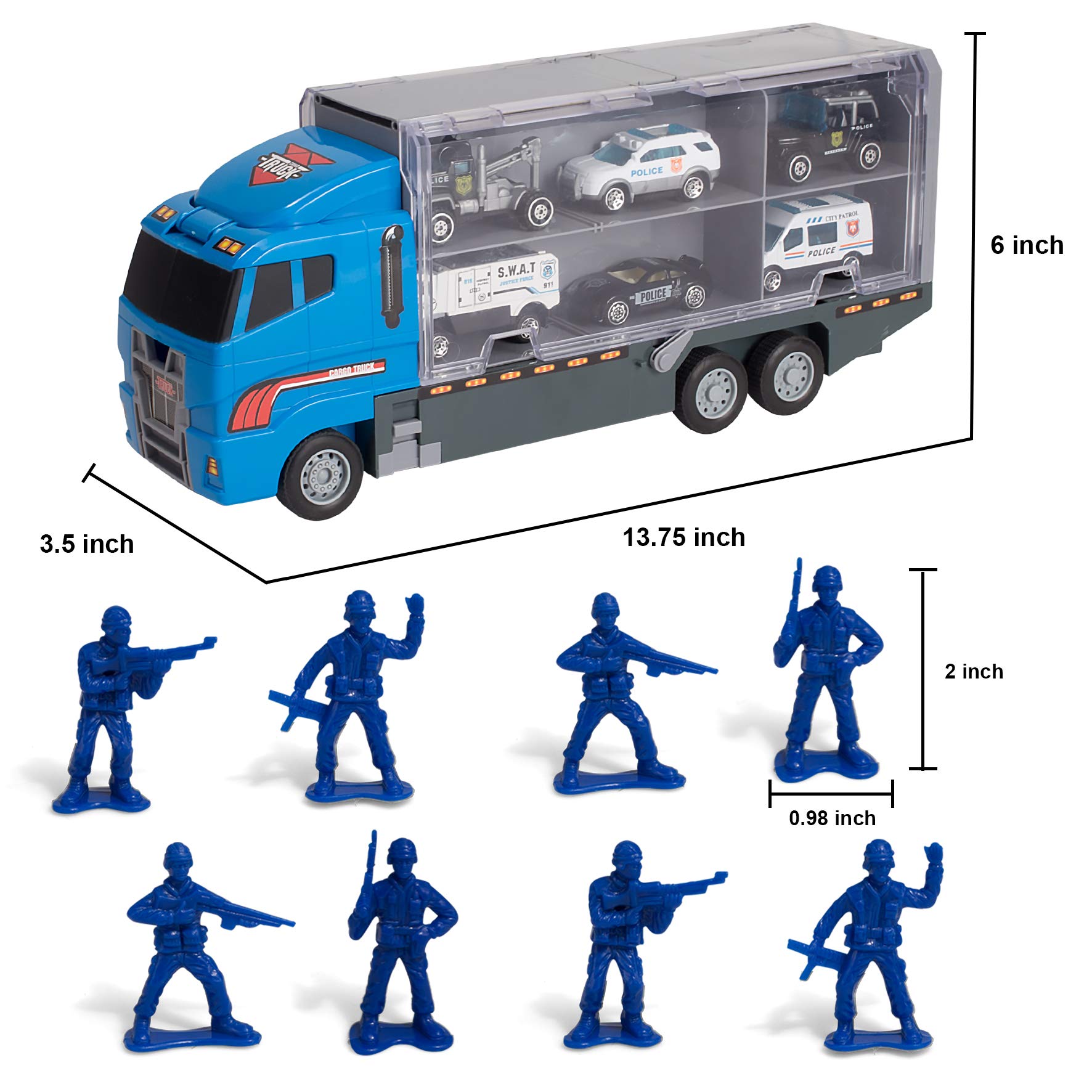 Buy JOYIN 19 in 1 Die-cast Police Toy Truck with Little Police Figures ...