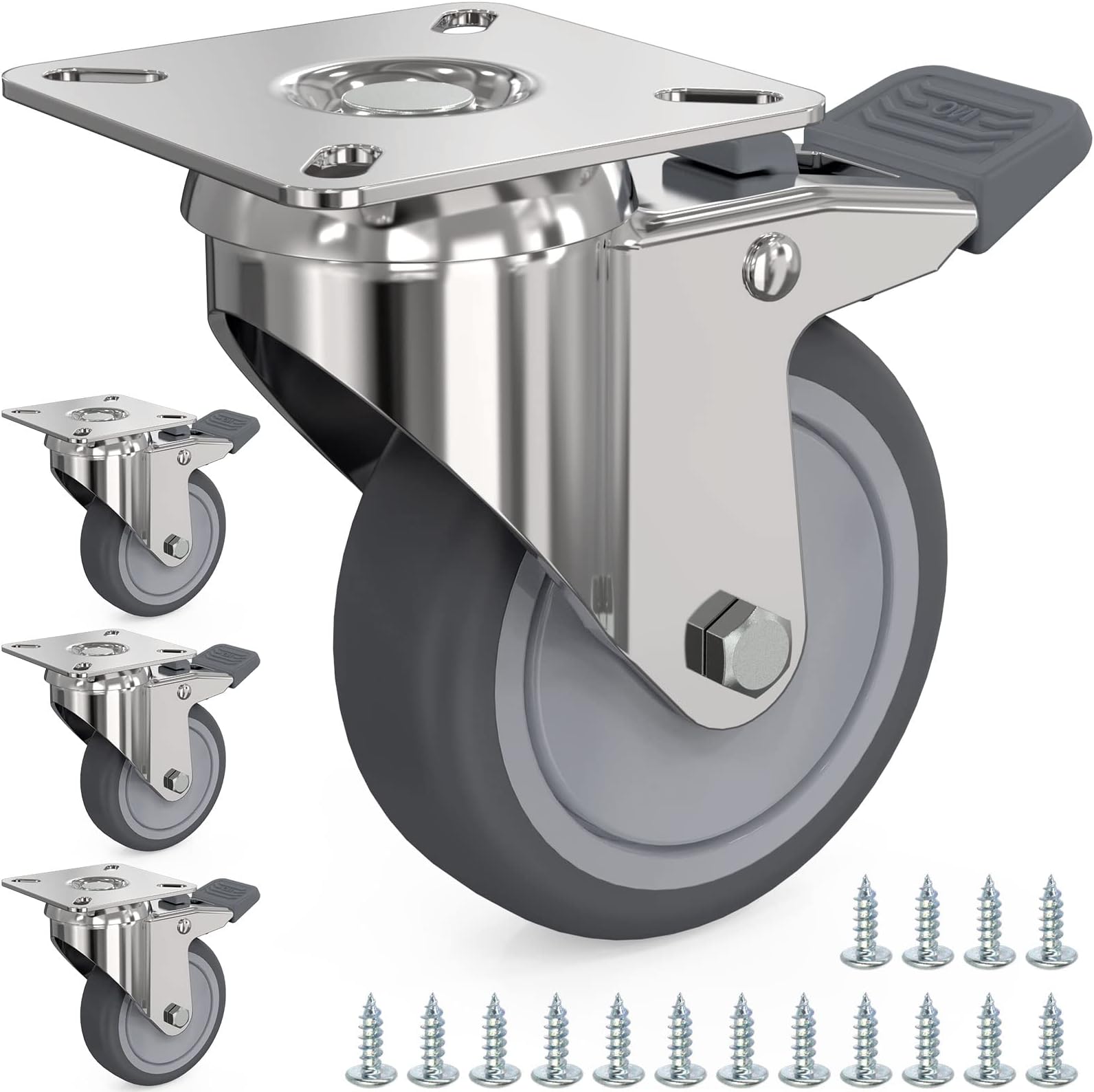 Amazon.com: WoodRiver 2-1/2" Caster Double Lock Swivel Plate with 4 ...